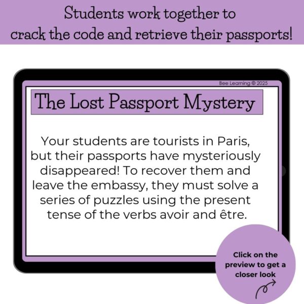French Escape Room: Être & Avoir – The Lost Passport Mystery - Teacher ...