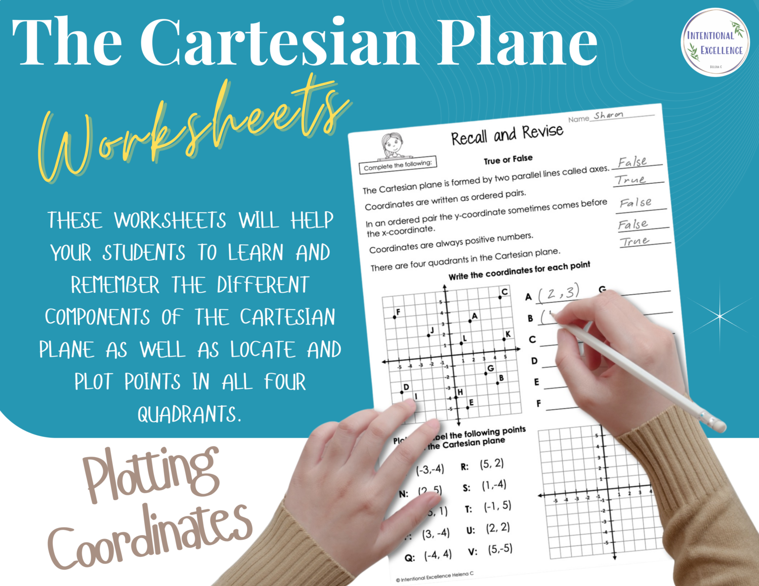 Cartesian Plane Coordinate System Graphing Ordered Pairs Year 5 - 6 ...
